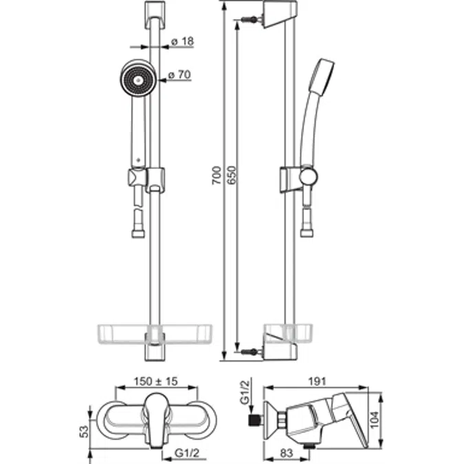 BIM objects - Free download! Oras Saga Single lever shower faucet with ...