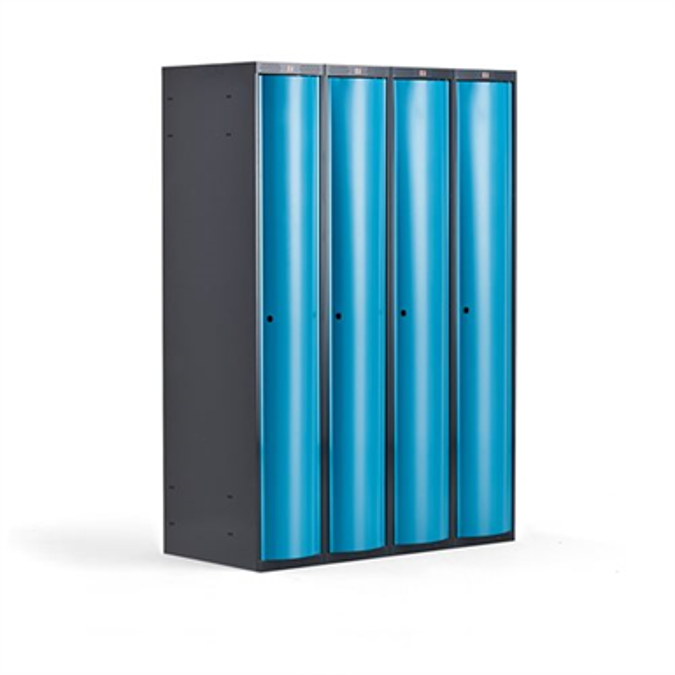 BIM objects - Free download! Clothing Locker Curve 1200mm 4 Sections 4 ...
