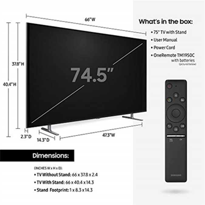 BIM objects - Free download! Samsung QN75Q80RAFXZA Flat 75-Inch QLED 4K ...