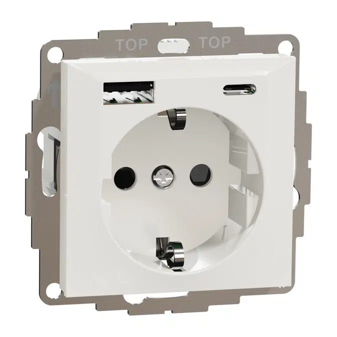 BIM objects - Free download! PLUS single socket-outlet with USB A+C PW ...