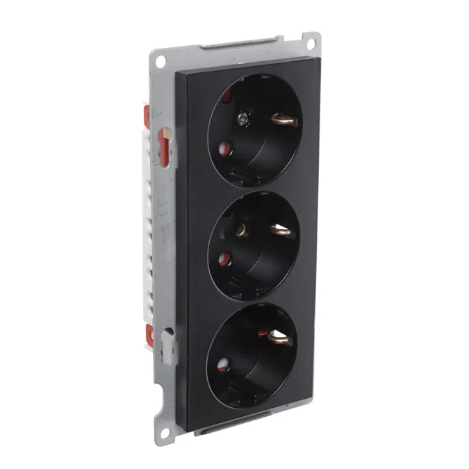 BIM objects - Free download! PLUS triple Schuko socket-outlet BLK RAL9005 | BIMobject