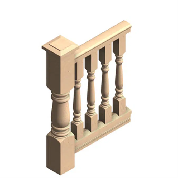 BIM objects - Free download! 4-pc 4" Wood Balustrade, Wood Porch ...