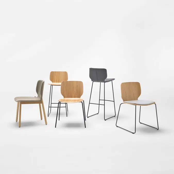BIM objects - Free download! NIM0020 - Chair with 4 leg frame (wooden ...