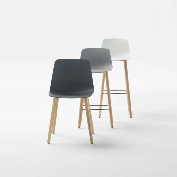 BIM objects - Free download! VAR0090MA - Medium stool with wooden 4 leg ...
