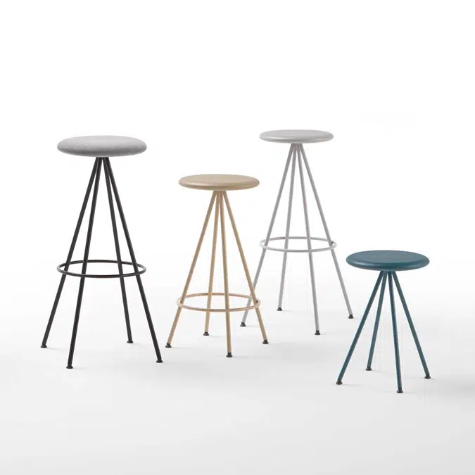 BIM objects - Free download! SUN0230 - Stool H.42cm (wooden seat ...