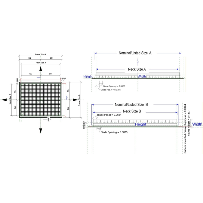 BIM objects - Free download! Double Deflection Supply Grille L-VH ...