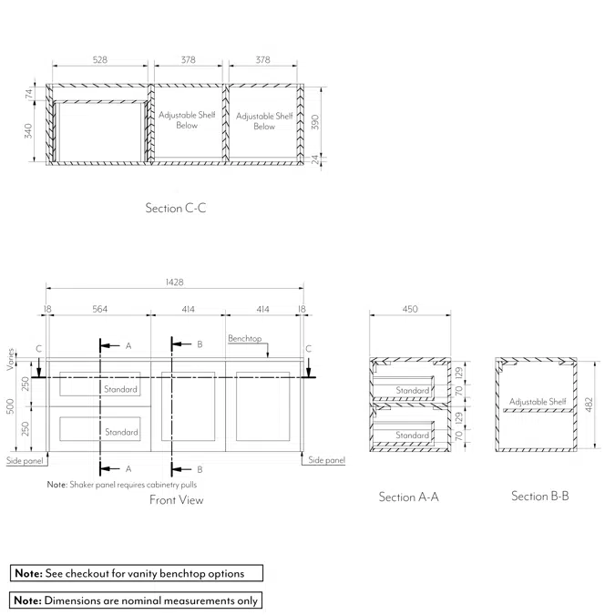 BIM objects - Free download! Archer 2-Door Vanity with Drawers on the ...