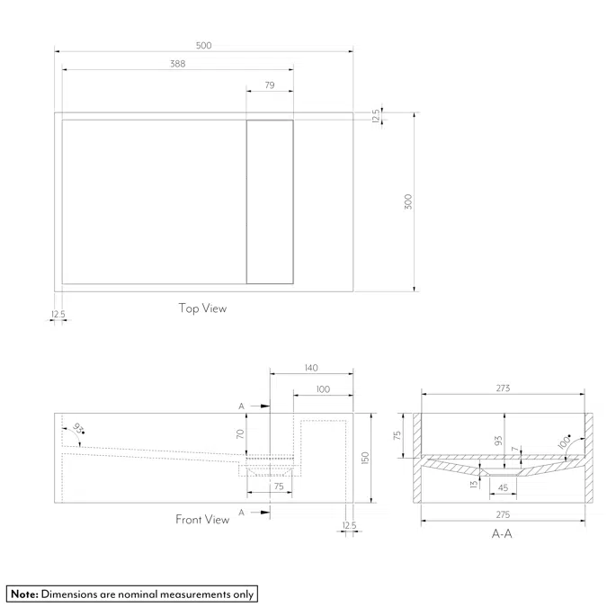 BIM objects - Free download! Cyrus Wall-Mounted Basin 500mm x 300mm ...