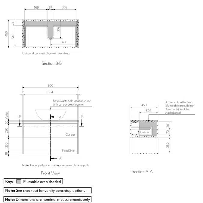 BIM objects - Free download! Kyah 1-drawer With Shelf 900mm | BIMobject