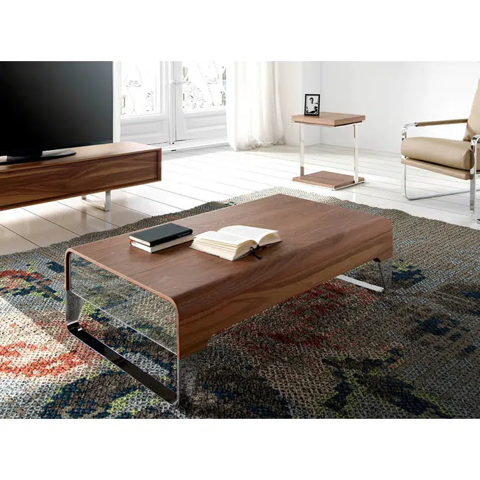 BIM objects - Free download! Walnut wood and chrome steel coffee table ...