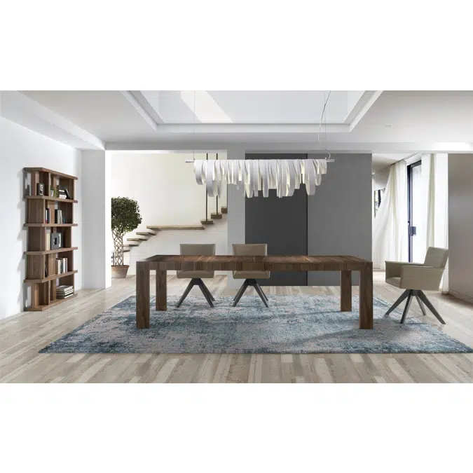 BIM objects - Free download! Walnut wood extendable dining table ...