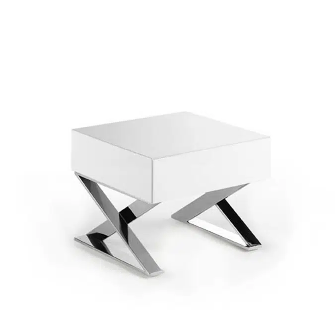 BIM objects - Free download! White wooden bedside table and chrome ...