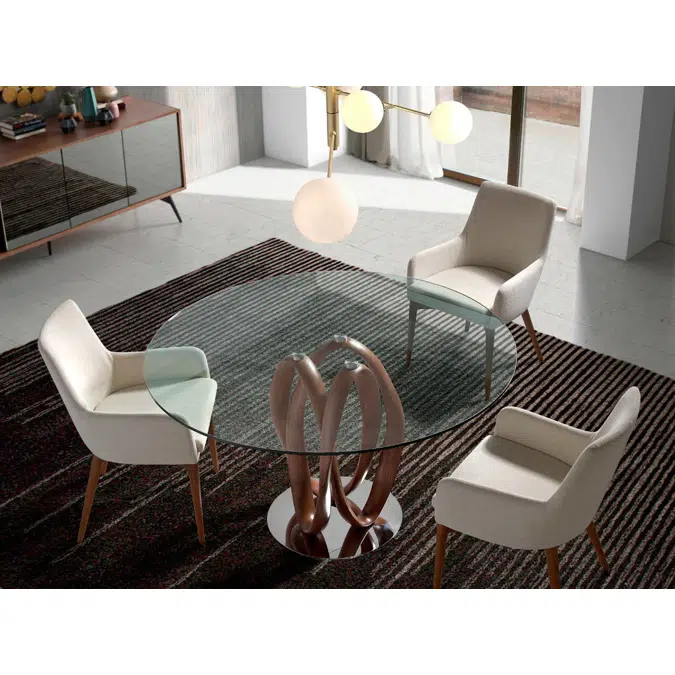 BIM objects - Free download! Dining table in tempered glass and solid ...