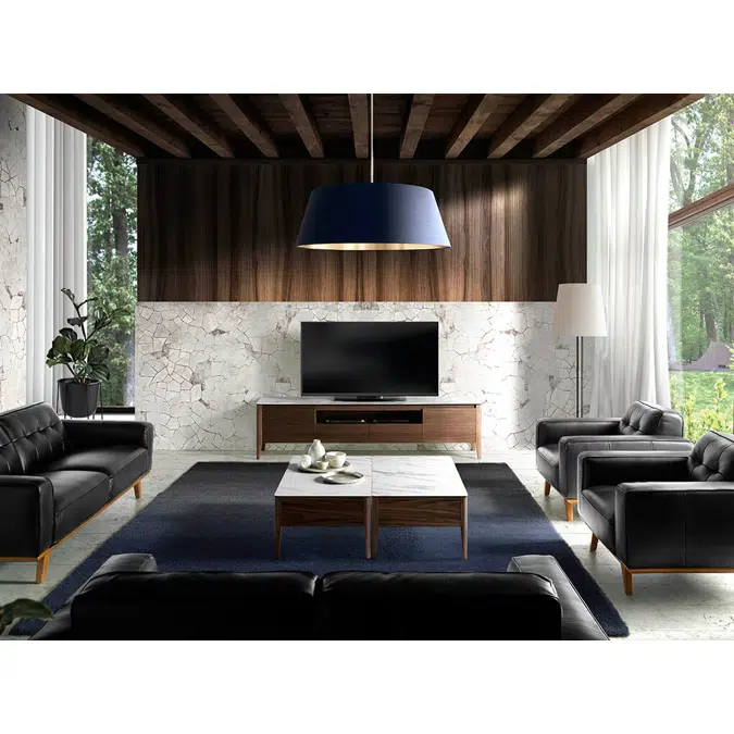 BIM objects - Free download! Walnut wood TV cabinet and porcelain top ...