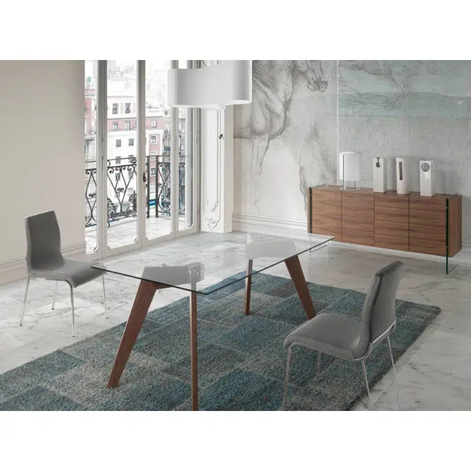 BIM objects - Free download! Rectangular dining table in tempered glass ...