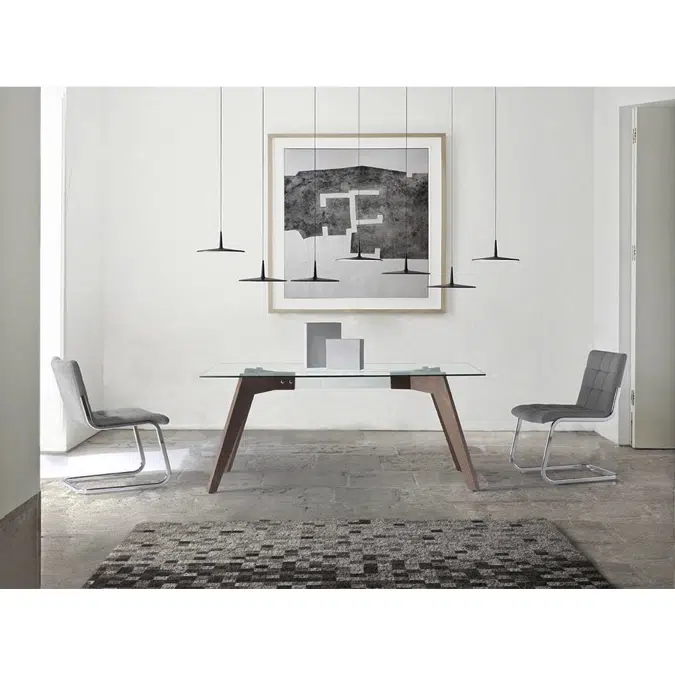 BIM objects - Free download! Rectangular dining table in tempered glass ...