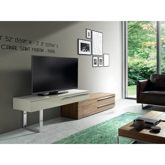 BIM objects - Free download! Silk and Walnut color wooden TV cabinet ...