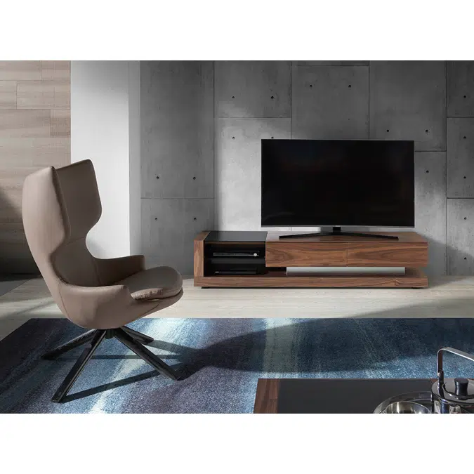 BIM objects - Free download! Walnut wood TV cabinet and black stained ...