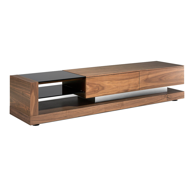 BIM objects - Free download! Walnut wood TV cabinet and black stained ...
