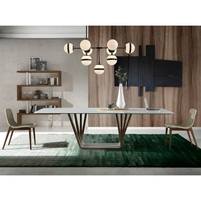 BIM objects - Free download! Porcelain and Walnut wood dining table ...