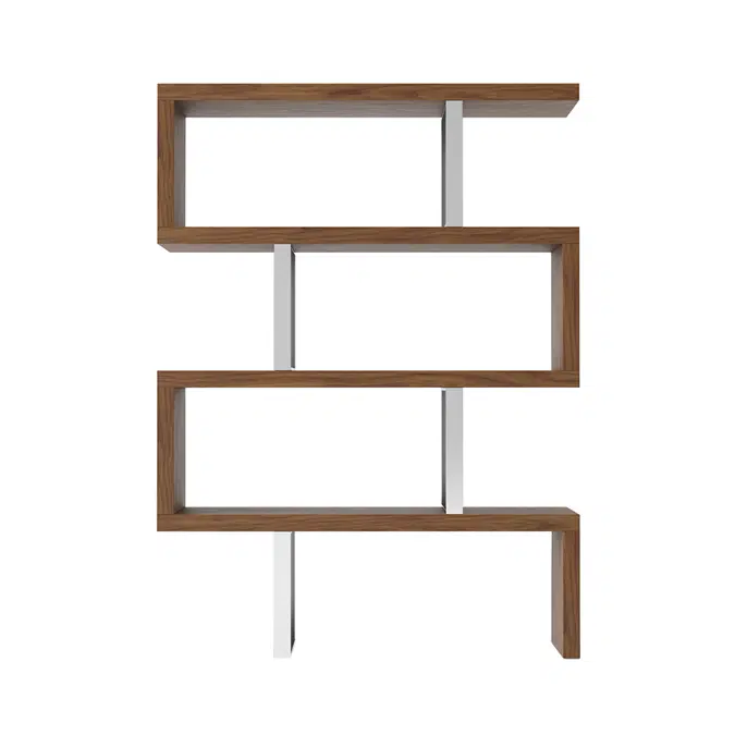 BIM objects - Free download! Walnut colored wooden shelf and chrome ...