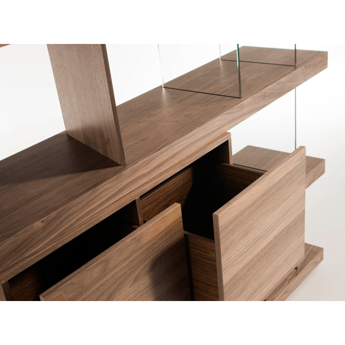 BIM objects - Free download! Walnut colored wooden shelf and tempered ...