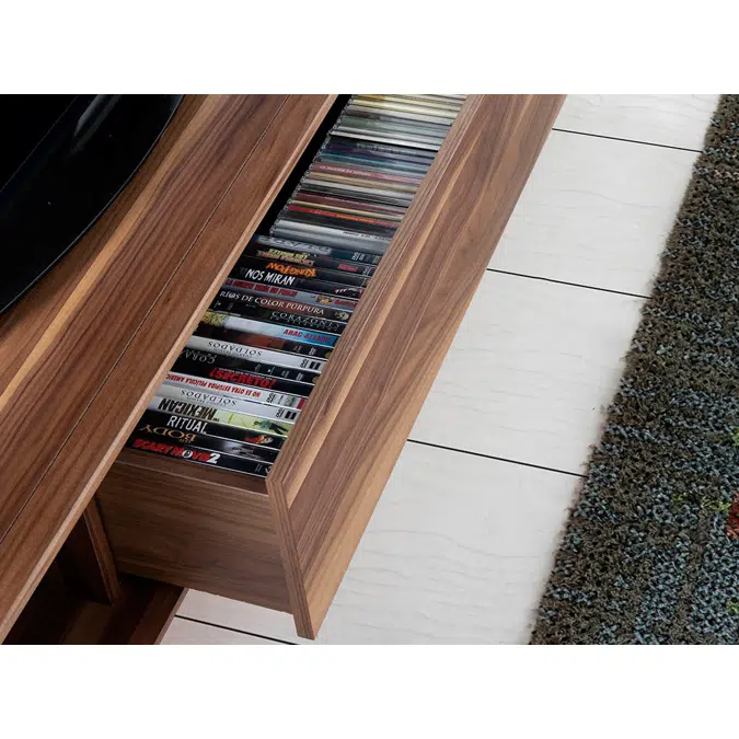 BIM objects - Free download! Walnut wood and chromed steel TV cabinet ...