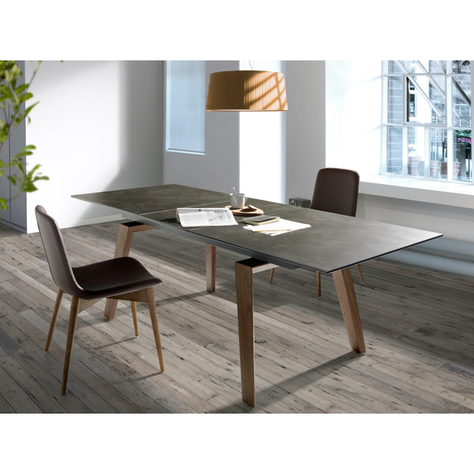 BIM objects - Free download! Extendable porcelain and walnut wood ...