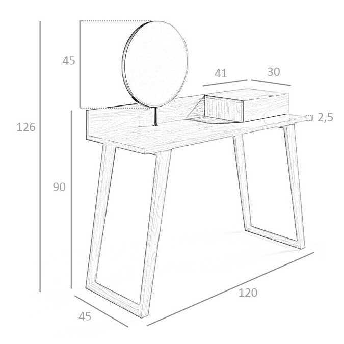 BIM objects - Free download! Walnut wood dressing table with swivel ...
