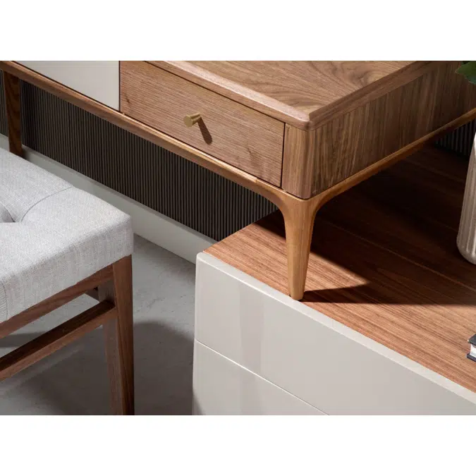 BIM objects - Free download! Dressing table in Walnut wood with drawers ...