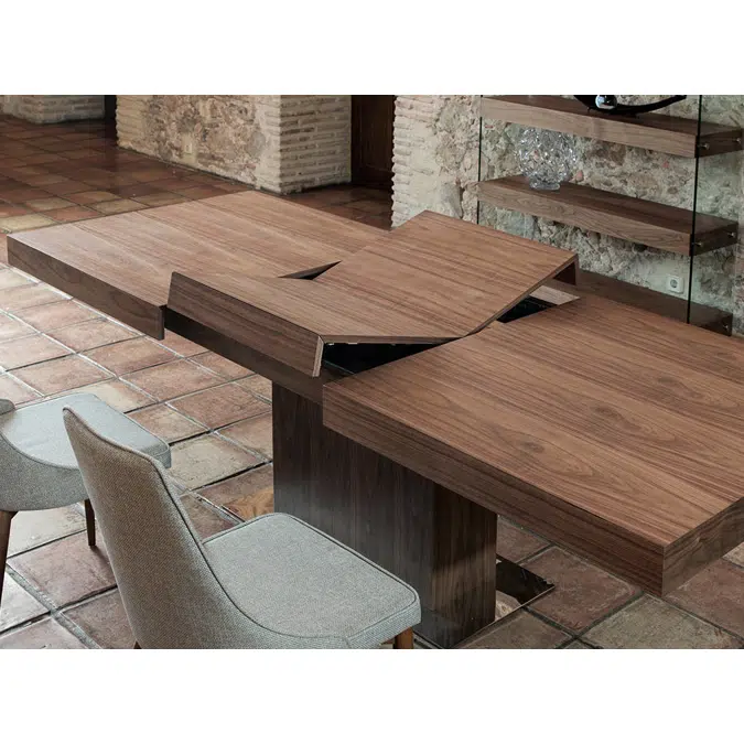 BIM objects - Free download! Rectangular Walnut wood dining table ...