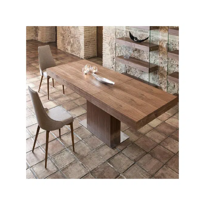 BIM objects - Free download! Rectangular Walnut wood dining table ...
