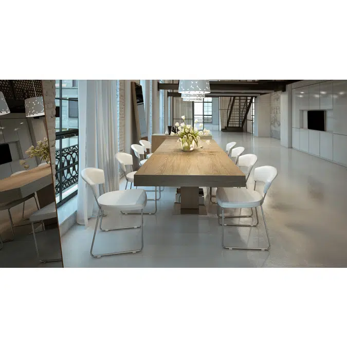 BIM objects - Free download! Rectangular Walnut wood dining table ...