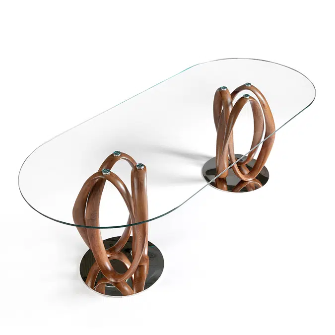 BIM objects - Free download! Tempered glass dining table and double ...
