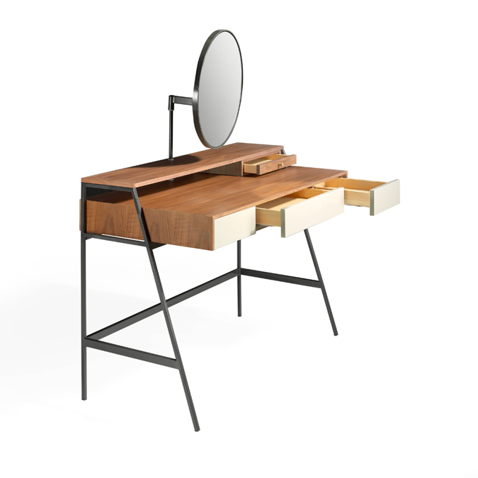 BIM objects - Free download! Dressing table with mirror in Walnut wood ...