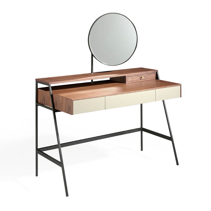 BIM objects - Free download! Dressing table with mirror in Walnut wood ...