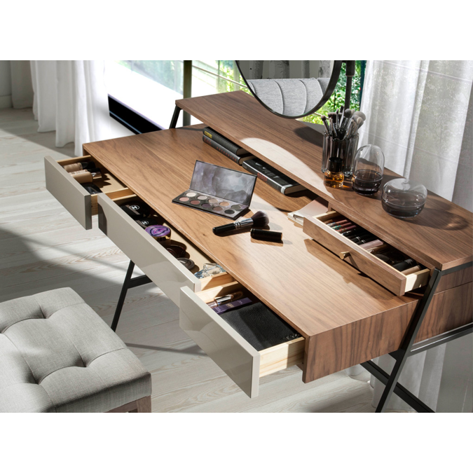 BIM objects - Free download! Dressing table with mirror in Walnut wood ...