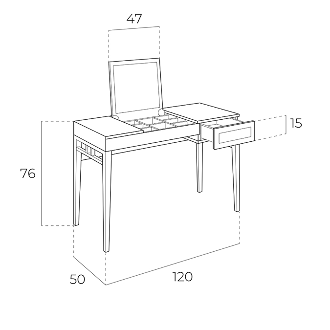 BIM objects - Free download! Foggy Wooden Dressing Table with Flip-Up ...