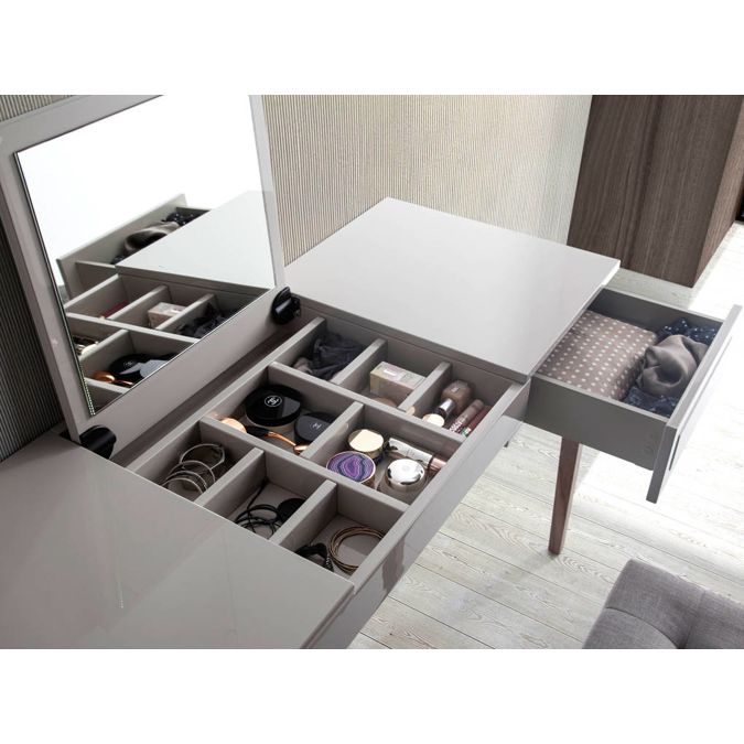 BIM objects - Free download! Foggy Wooden Dressing Table with Flip-Up ...