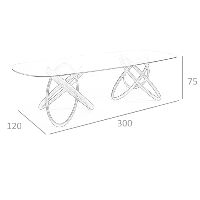 BIM objects - Free download! Glass dining table with double base in ...