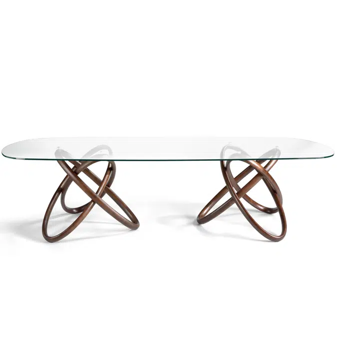 BIM objects - Free download! Glass dining table with double base in ...