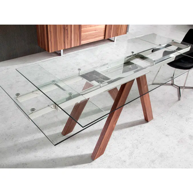 BIM objects - Free download! Extendable dining table in tempered glass ...
