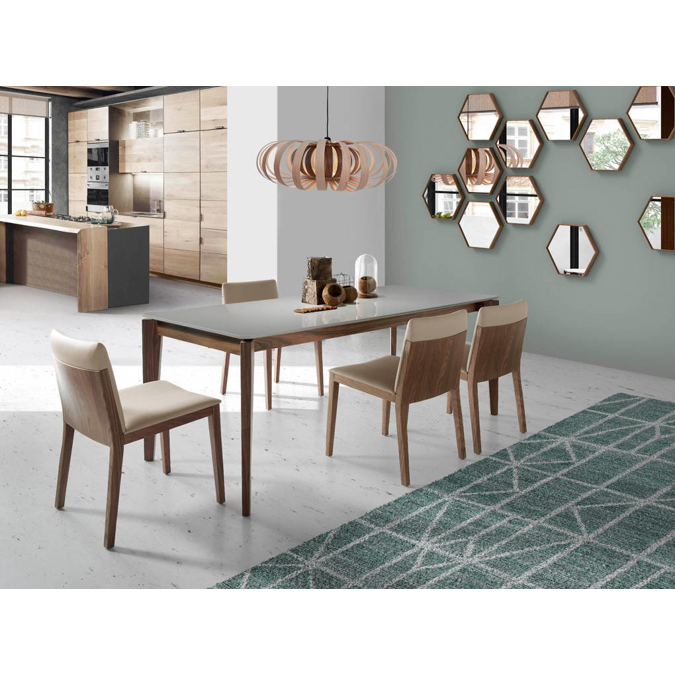 BIM objects - Free download! Rectangular Walnut wood dining table ...