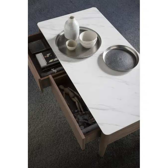 BIM objects - Free download! Porcelain and Walnut wood coffee table ...