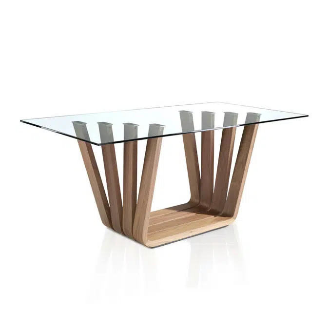 BIM objects - Free download! Tempered glass and walnut wood dining ...