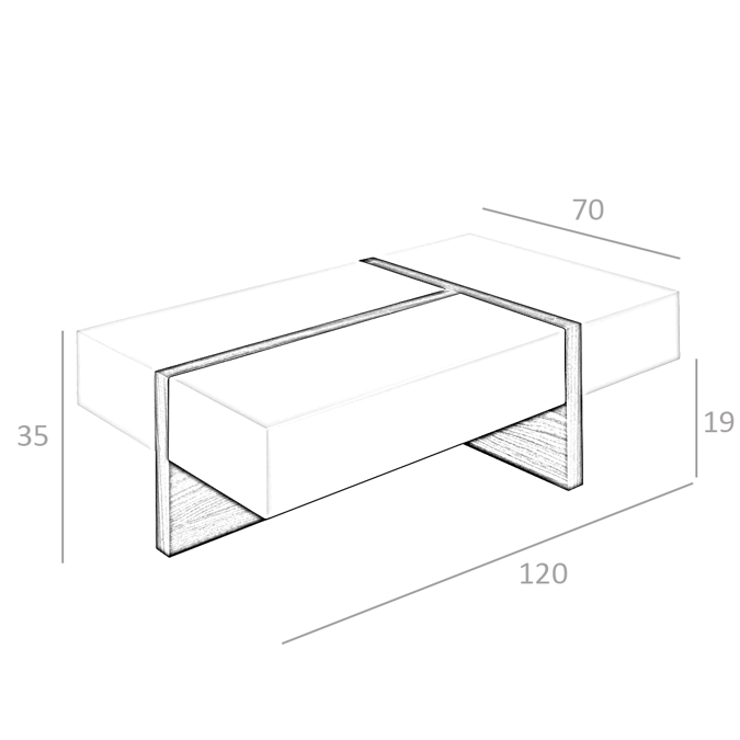 BIM objects - Free download! White wooden coffee table with drawers and ...