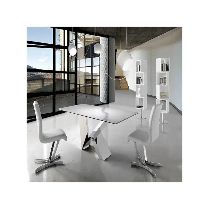 BIM objects - Free download! Porcelain and chrome steel dining table ...