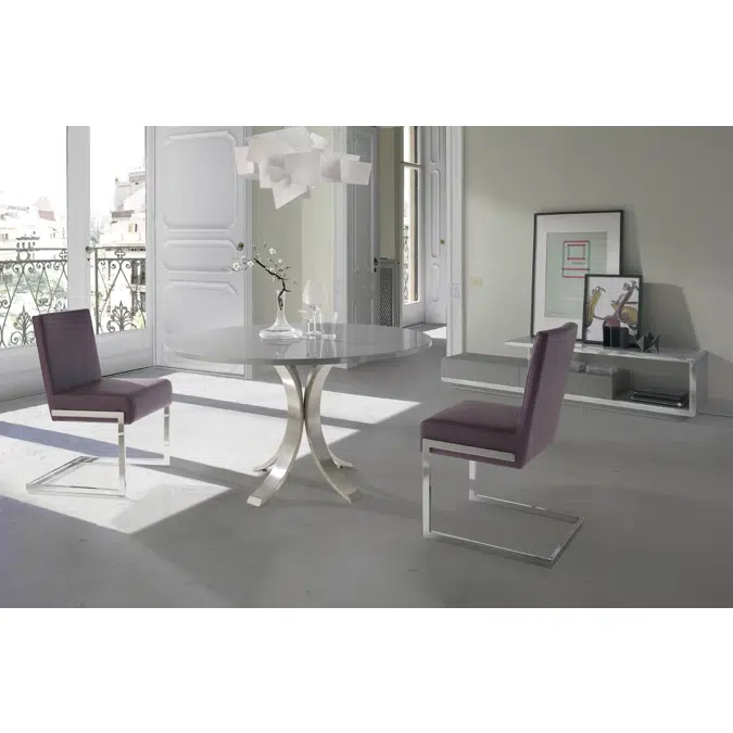 BIM objects - Free download! Dining table with curved polished steel ...