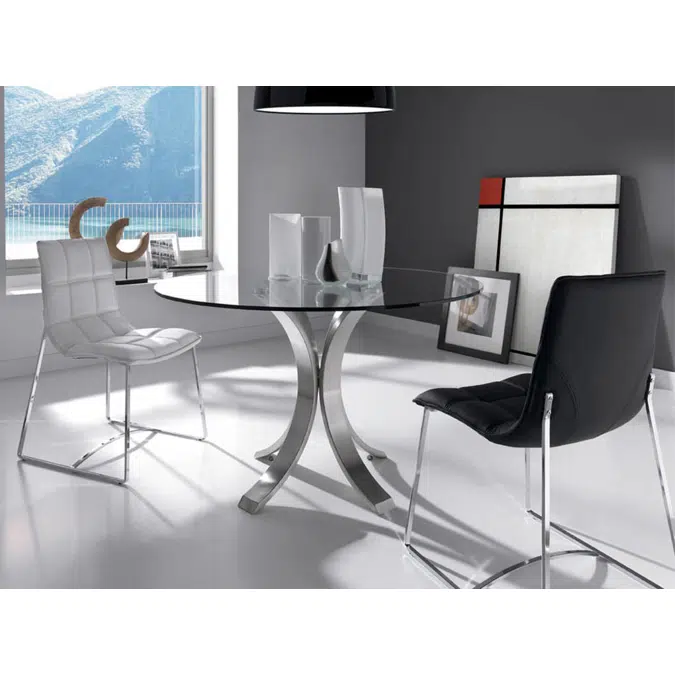 BIM objects - Free download! Dining table with curved polished steel ...