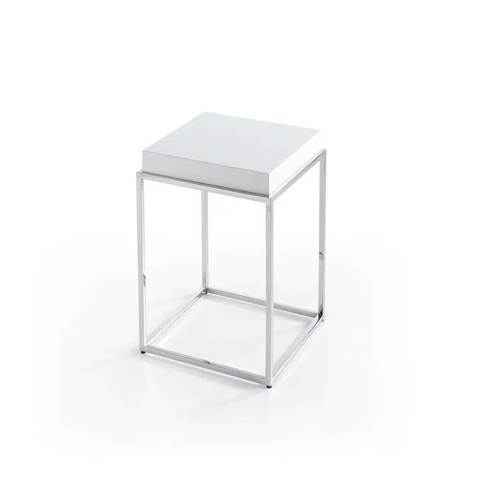 BIM objects - Free download! White wooden corner table and chrome steel ...